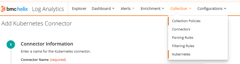 Configuring the BMC Helix Log Analytics Kubernetes Connector:- Multiple ...