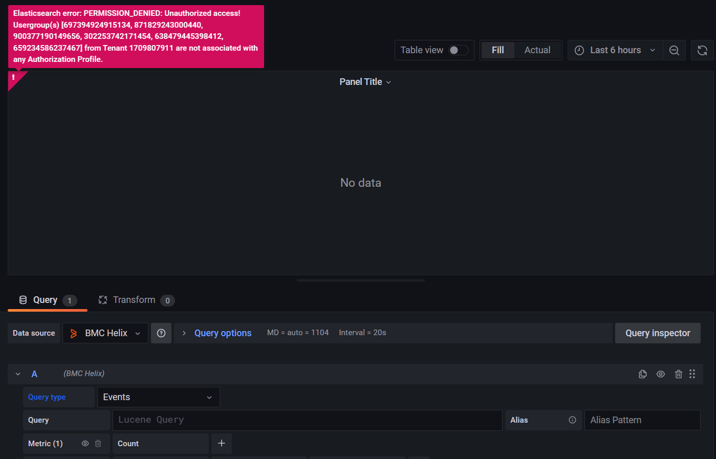 BMC Helix Dashboards - Error “PERMISSION_DENIED: Unauthorized access ...