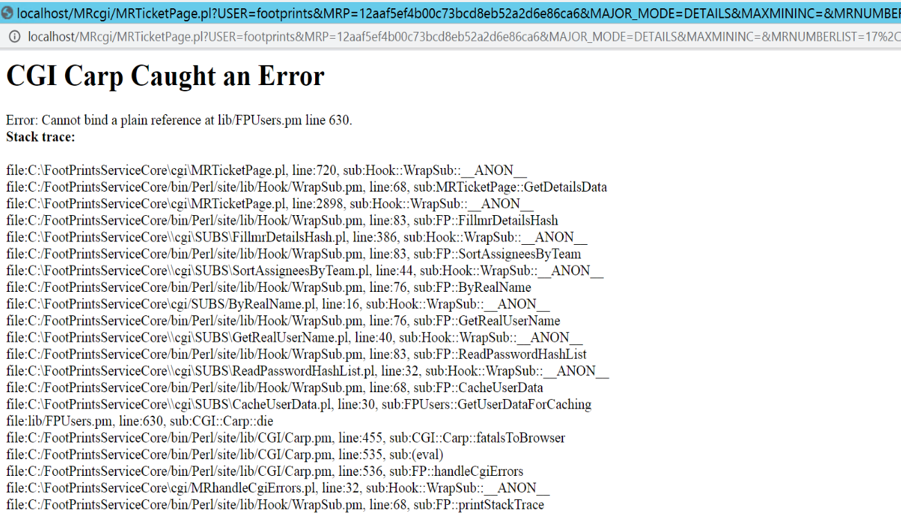 FootPrints 11.x- 502 error when viewing tickets or adding assignee into ...